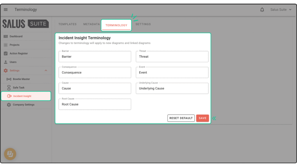 Account Terminology Settings | Incident Insight