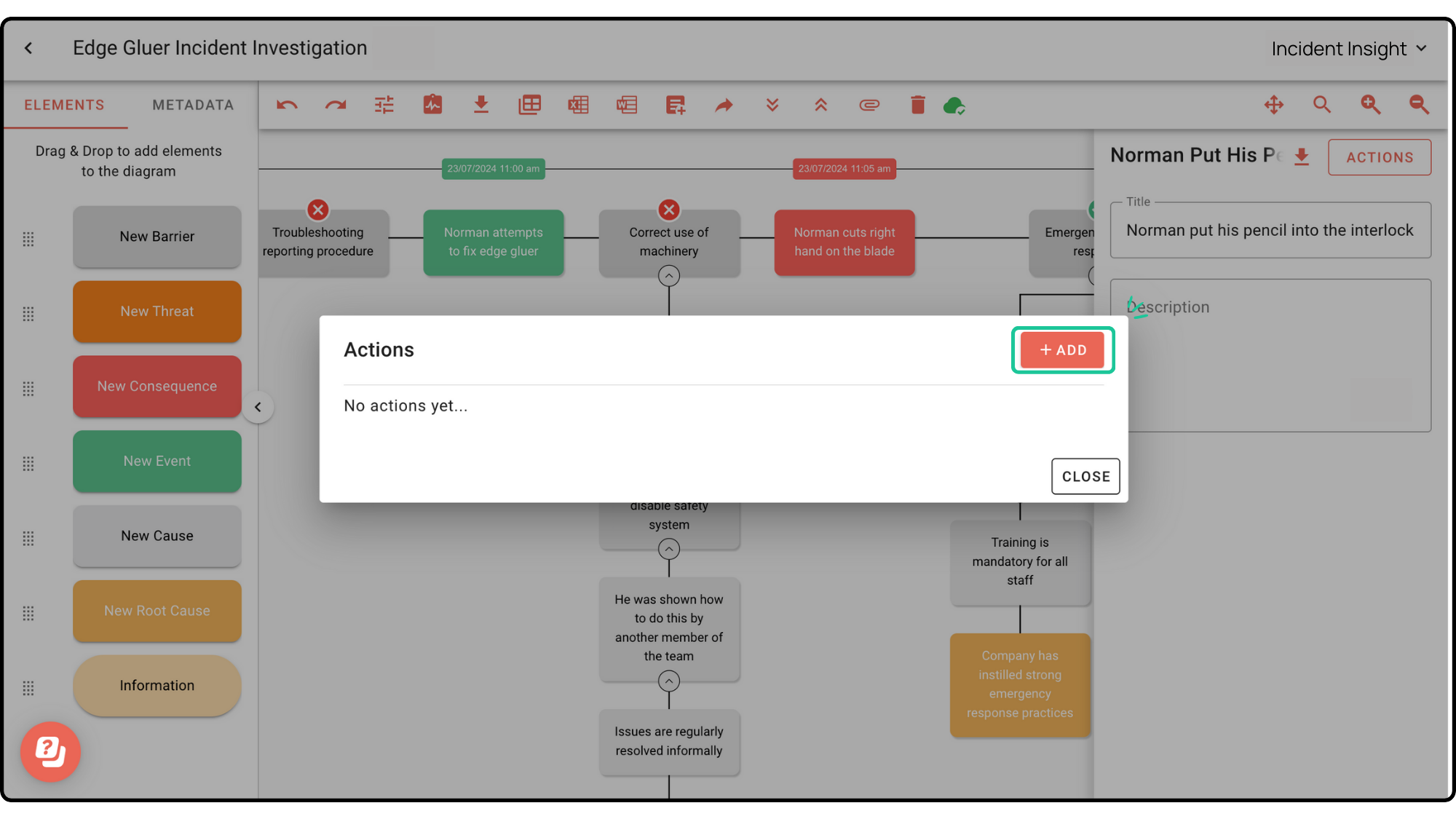 Adding Actions to Barriers - Incident Investigation Software (Free Trial) | Root Cause Analysis